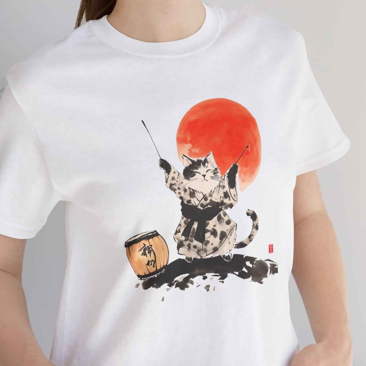 Taiko Drum Cat T-Shirt - Unisex Tee for Cat Lovers and Music Fans ...